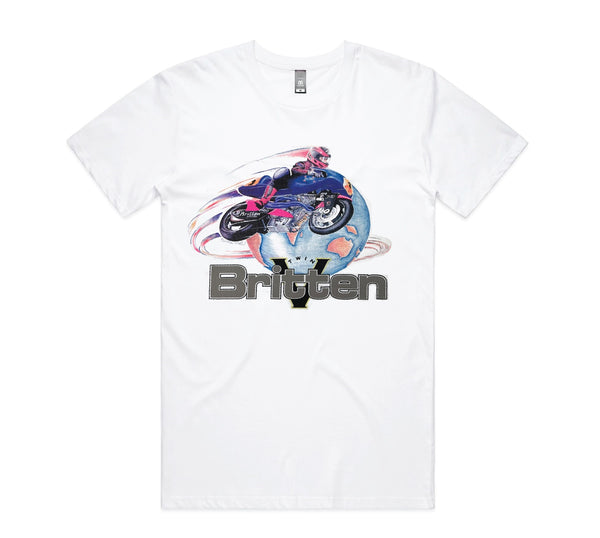 Iconic 'Round the World' T-Shirt - White – Britten Motorcycle Company